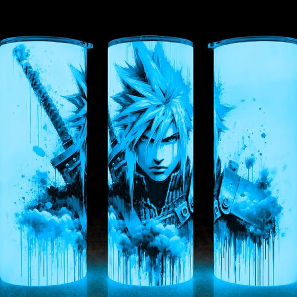 Dining | Glow In The Dark Final Fantasy Vii Cloud Strife Paint Drip Cup ...
